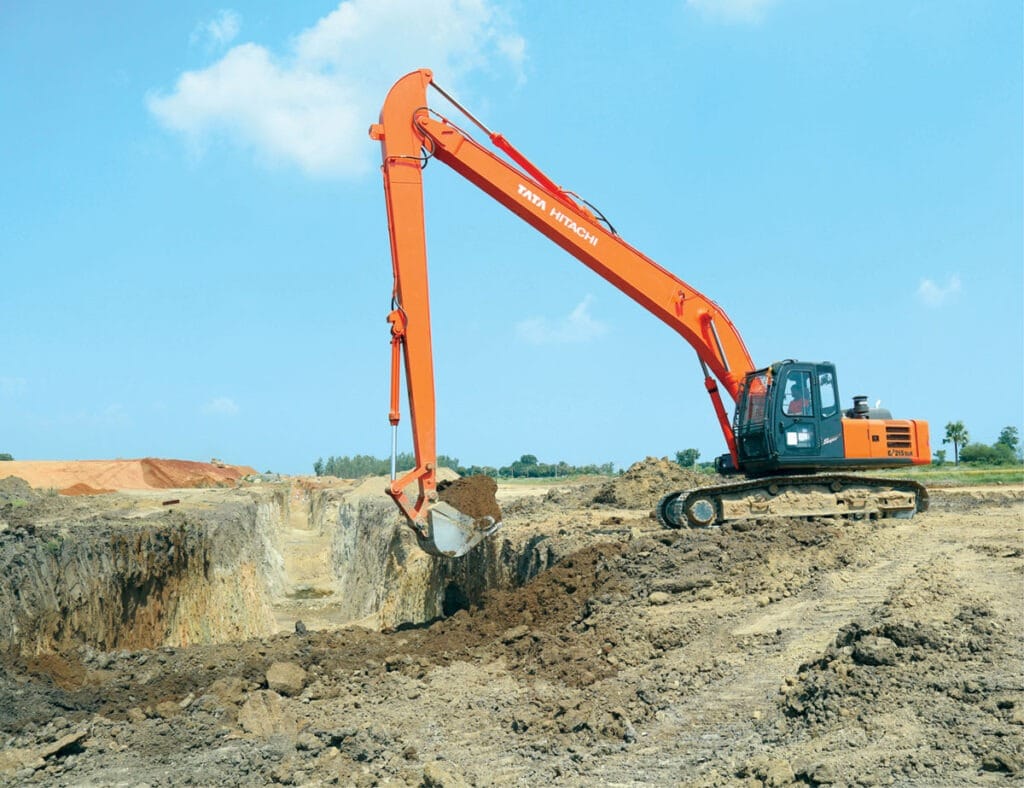 Long Boom Excavator on Rent | Kasturi Earthmovers